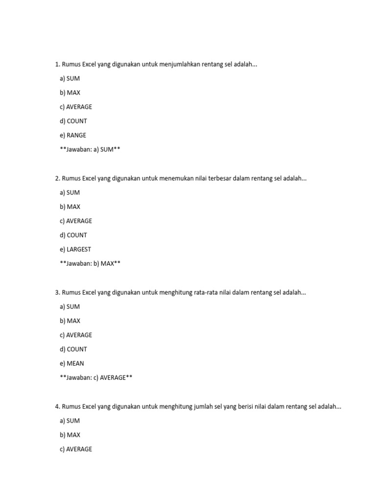 Latihan Soal MS - Excel Informatika 2024 | PDF