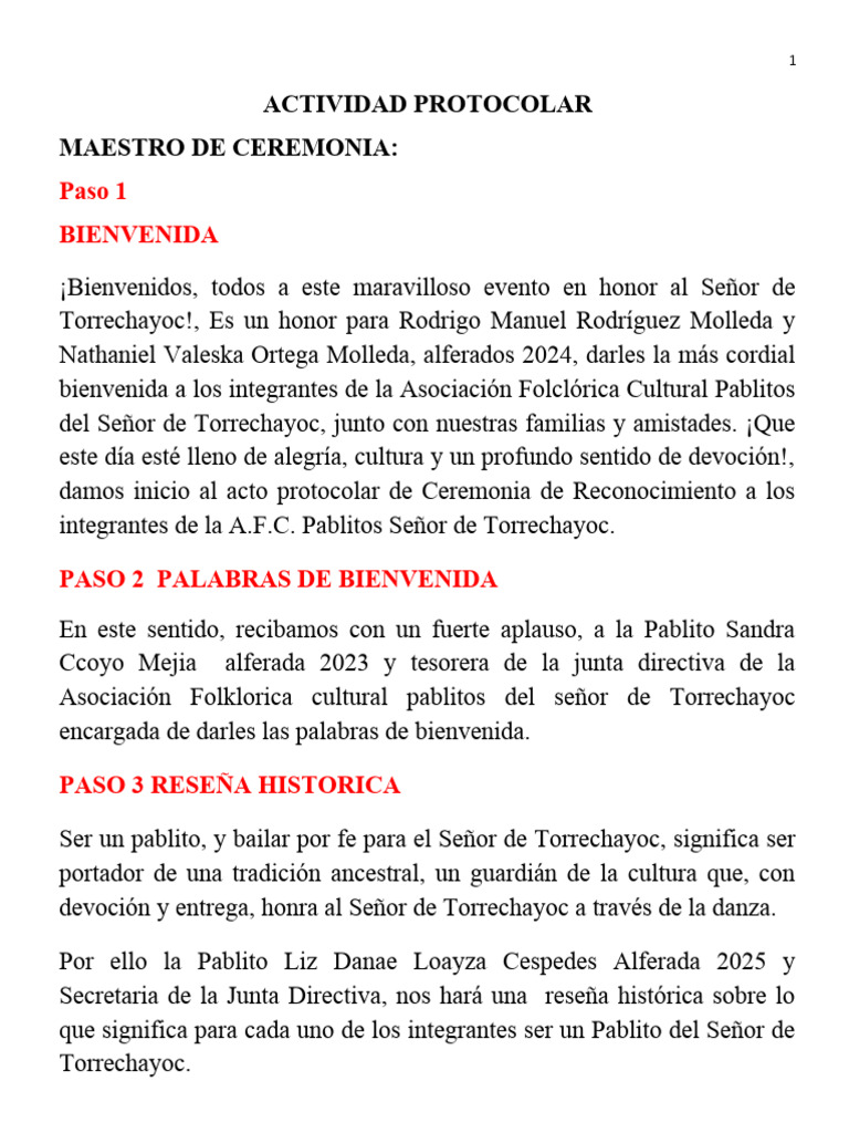Actividad Protocolar 2024 | PDF