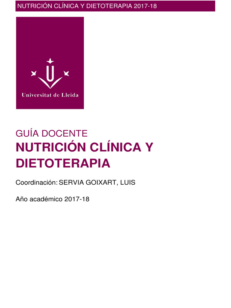 Nutrición Clínica Y Dietoterapia: Guía Docente | PDF
