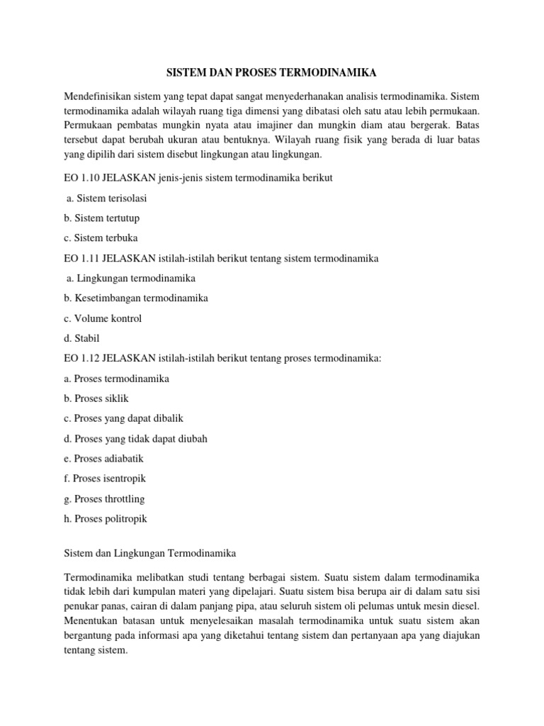 Sistem Dan Proses Termodinamika | PDF | Sains & Matematika