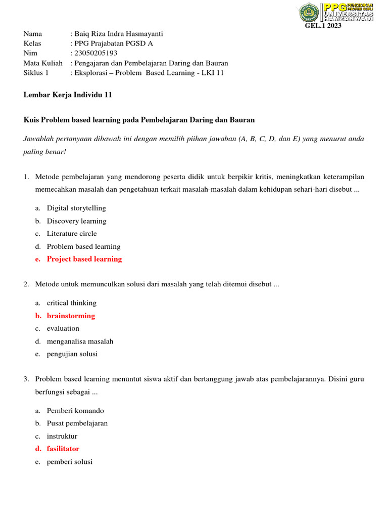 Problem Based Learning: Panduan dan Manfaat | PDF