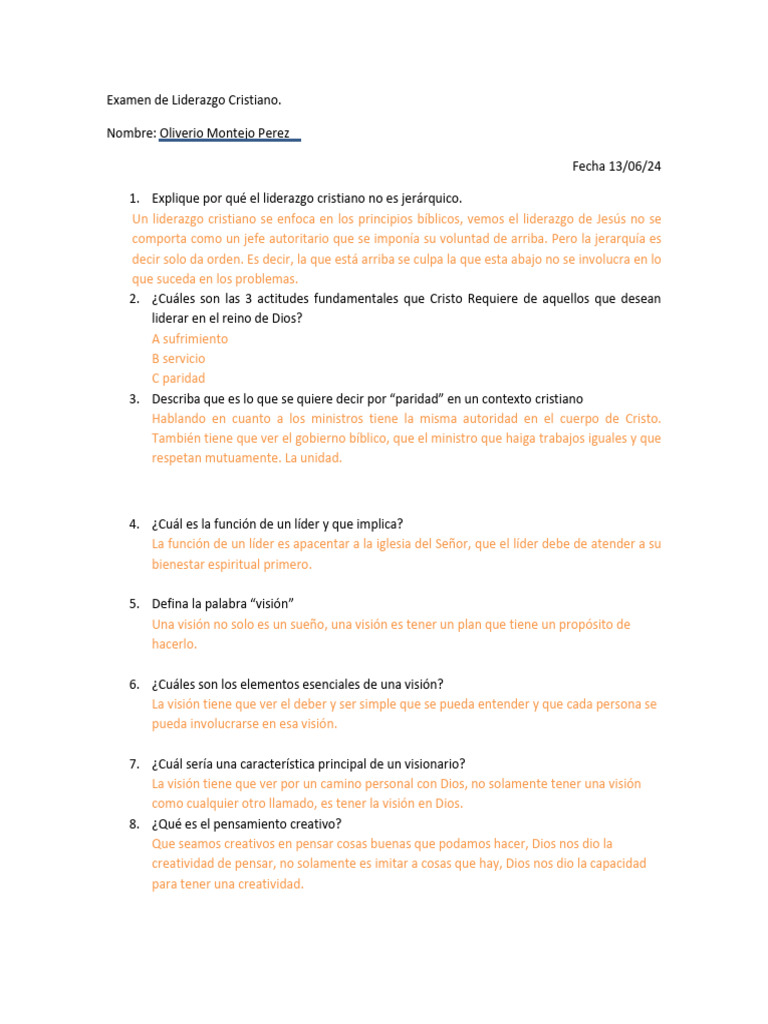 Examen de Liderazgo Cristiano 1 - 035517 | PDF | Liderazgo | Dios Examen de Liderazgo Cristiano 1 - 035517 | PDF | Liderazgo | Dios