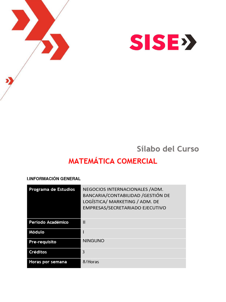 Silabo de MATEMATICA COMERCIAL 2024 | PDF | Evaluación | Aprendizaje