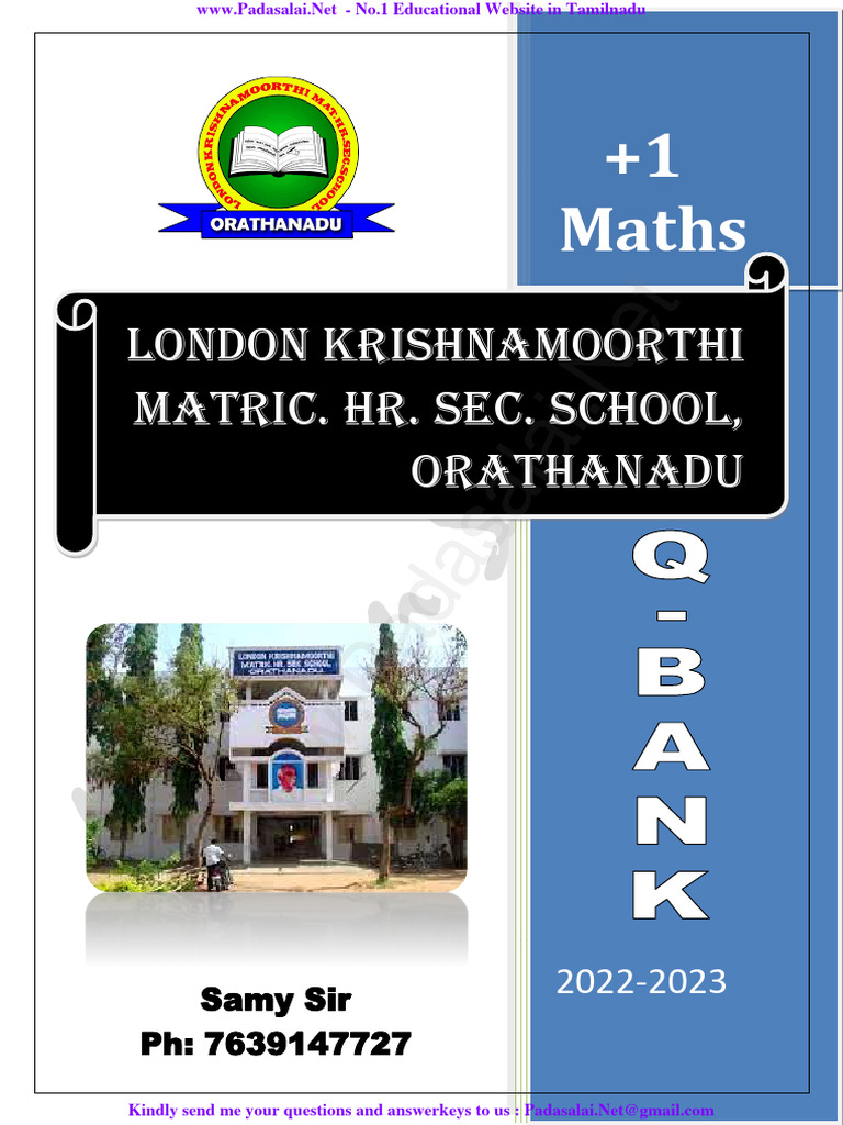 11th Maths Deiva Question Bank PDF | PDF