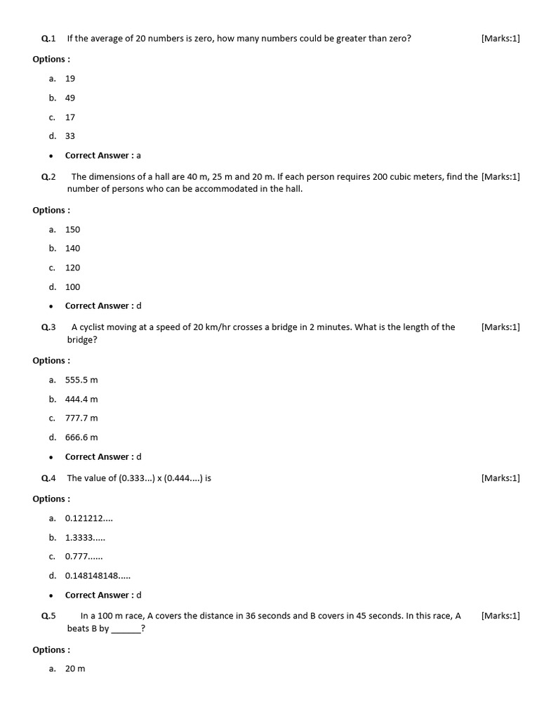 Math & General Knowledge Quiz | PDF | Metrology | Physical Quantities
