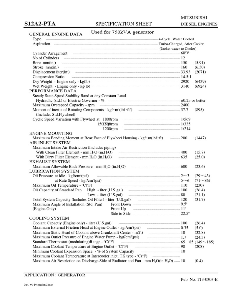 Catalogue-Mitsubishi-S12A2-PTA | Download Free PDF | Horsepower | Engines