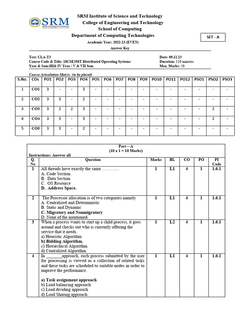 CT3 Ak Set A | PDF | Process (Computing) | Thread (Computing)