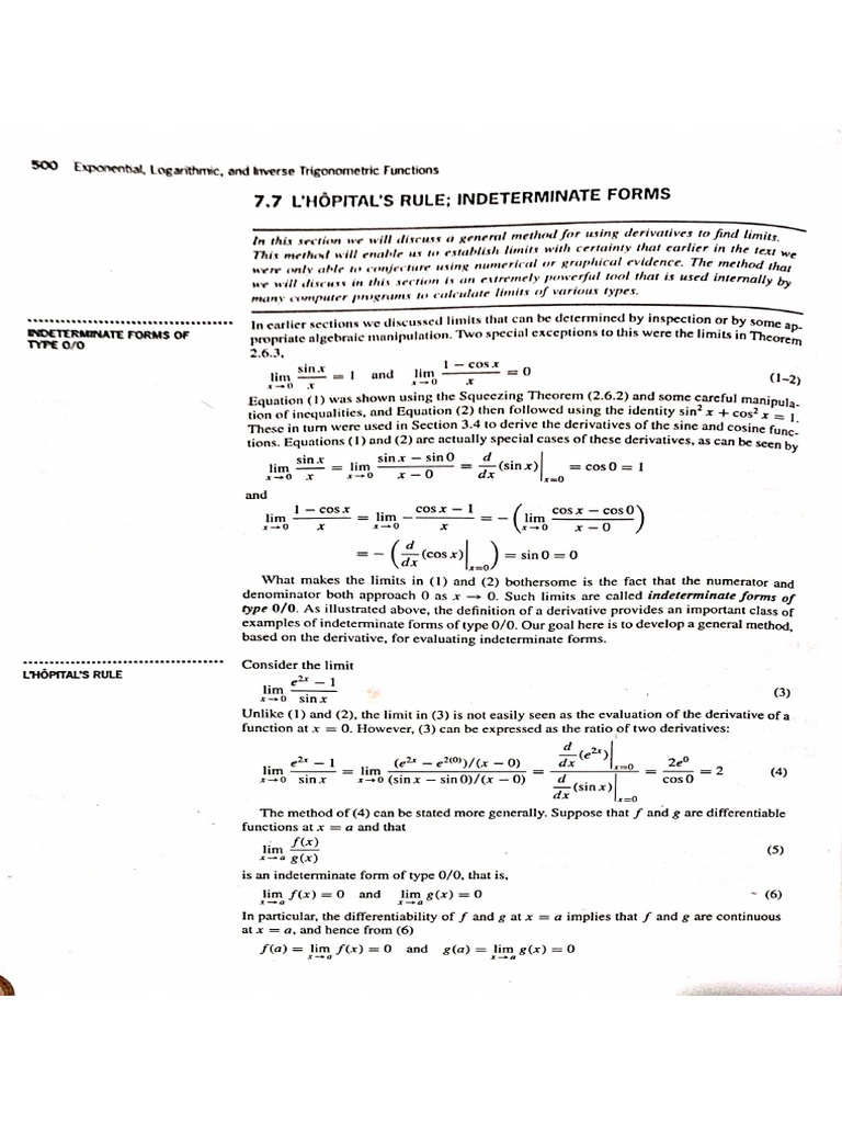 Indeterminate Forms | PDF