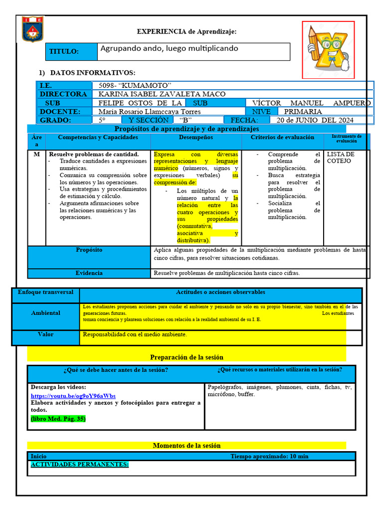 5º DIA - 4 - SEMANA - 1 - MAT - Agrupando Ando, Luego Multiplicandos | PDF | Multiplicación ...