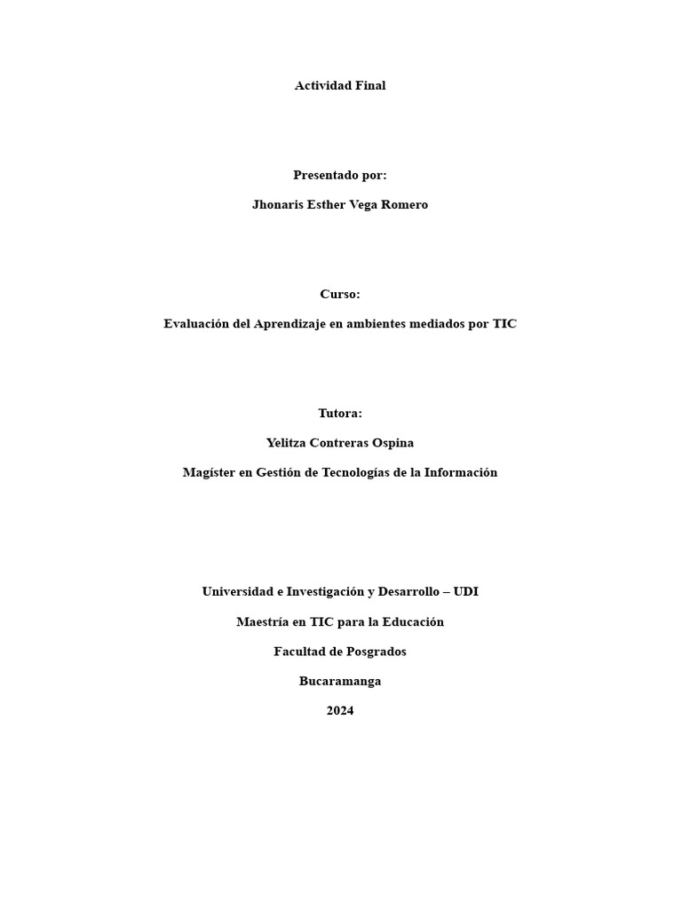 Evaluación Final en TIC para Educación | PDF | Evaluación | Aprendizaje