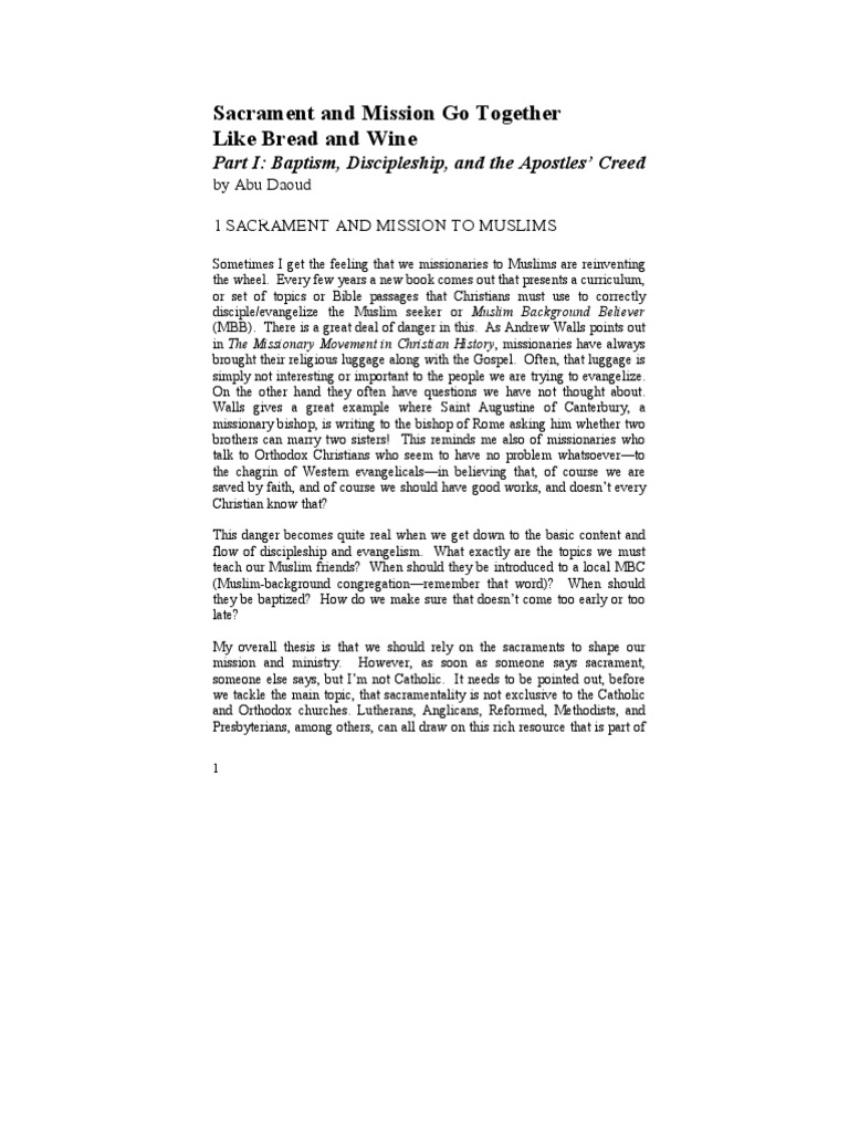 Abu Daoud Sacrament and Mission | PDF | Social Science
