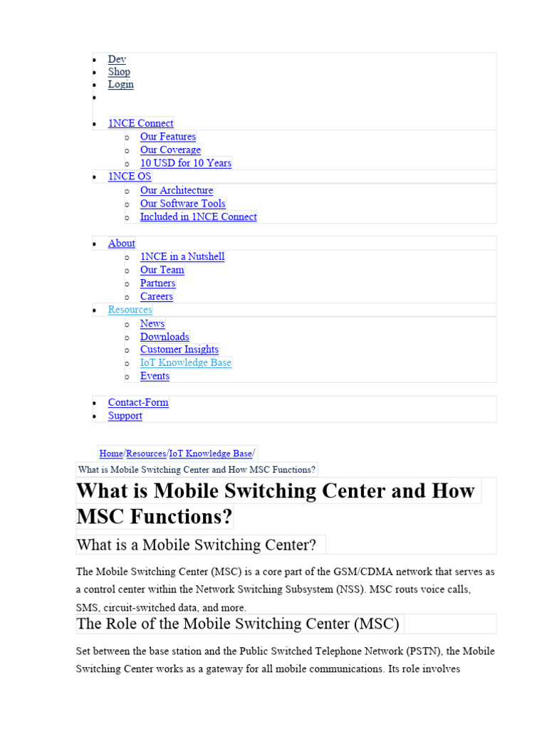What Is Mobile Switching Center and How MSC Functions? | PDF ...