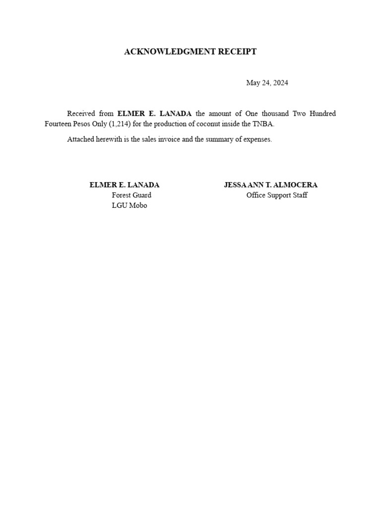 Acknowledgment Receipt | PDF