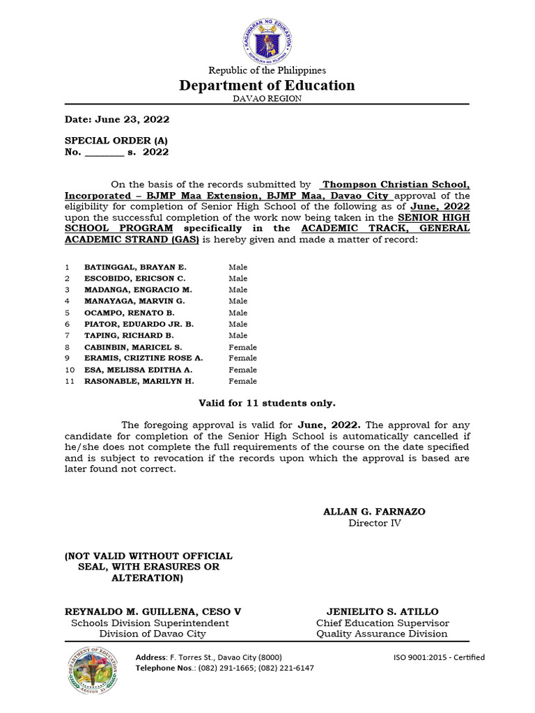 Special Order Form - Gas G.12 - Sy 2021-2022 (Updated Template) | PDF ...