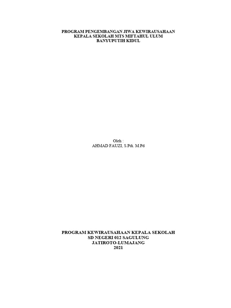 Lap Evaluasi Hasil Program Pengembangan Kewirausahaan | PDF