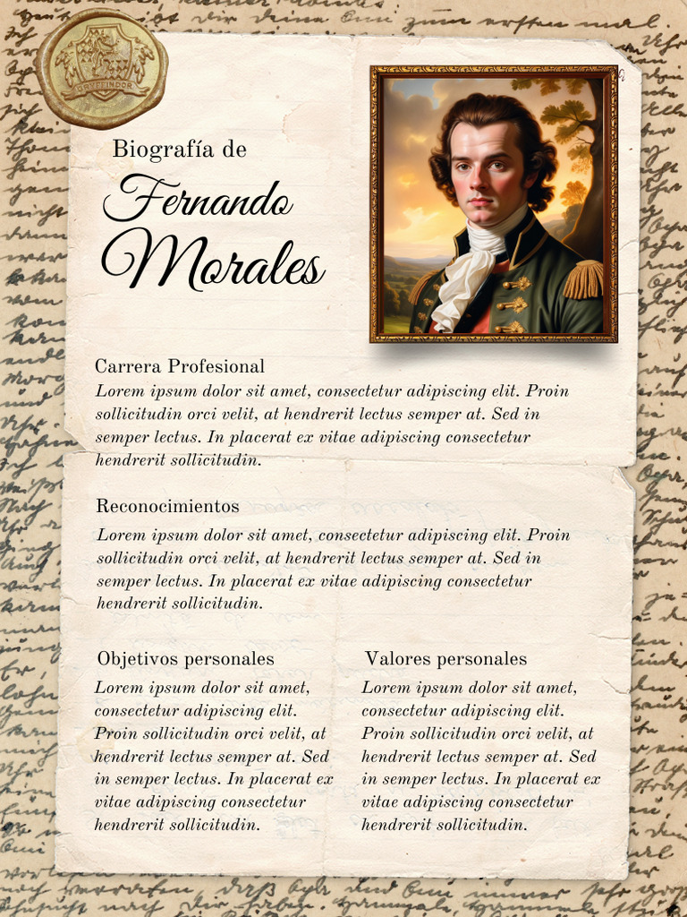 Documento A4 Biografía de Personaje Importante Histórico Vintage ...