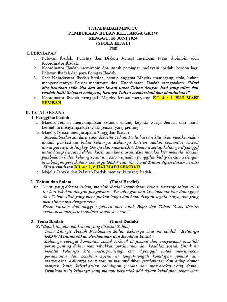 Tatai Badah Minggu Pembukaan Bulan Keluarga Dan Pelantikan Panitia ...