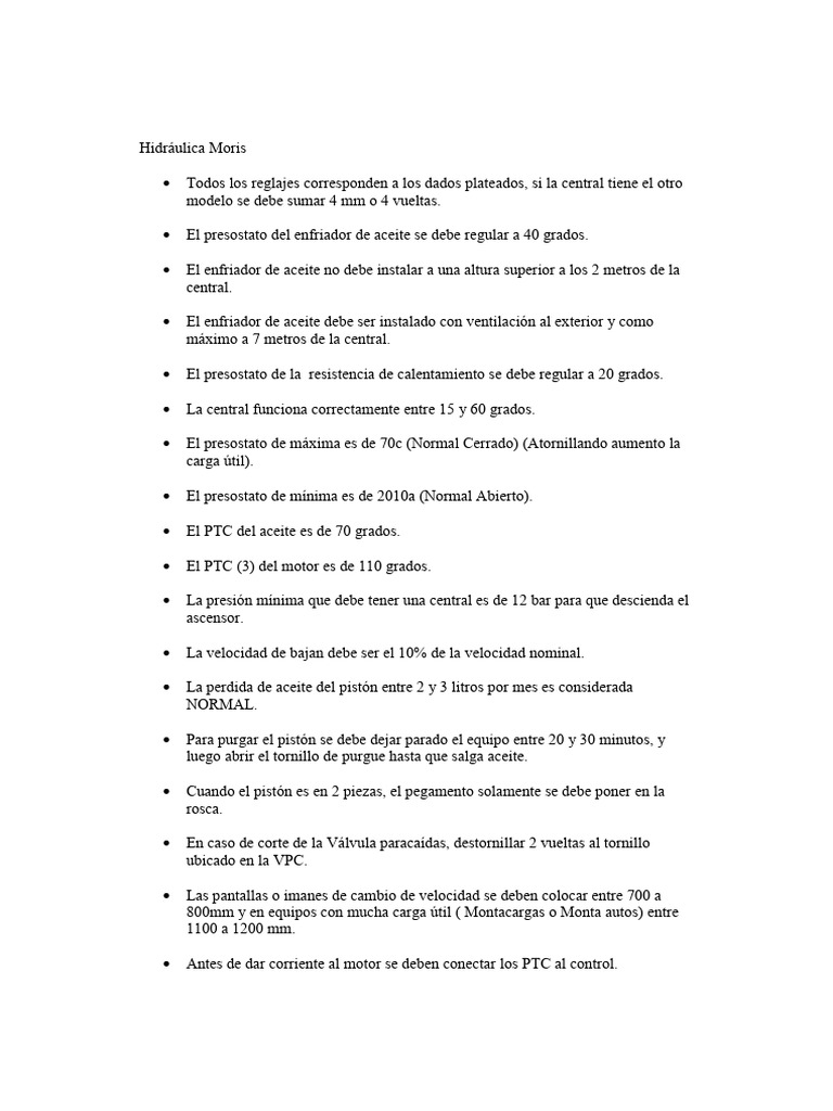 Regulación y Mantenimiento de Centrales Moris | PDF | Tornillo | Ascensor