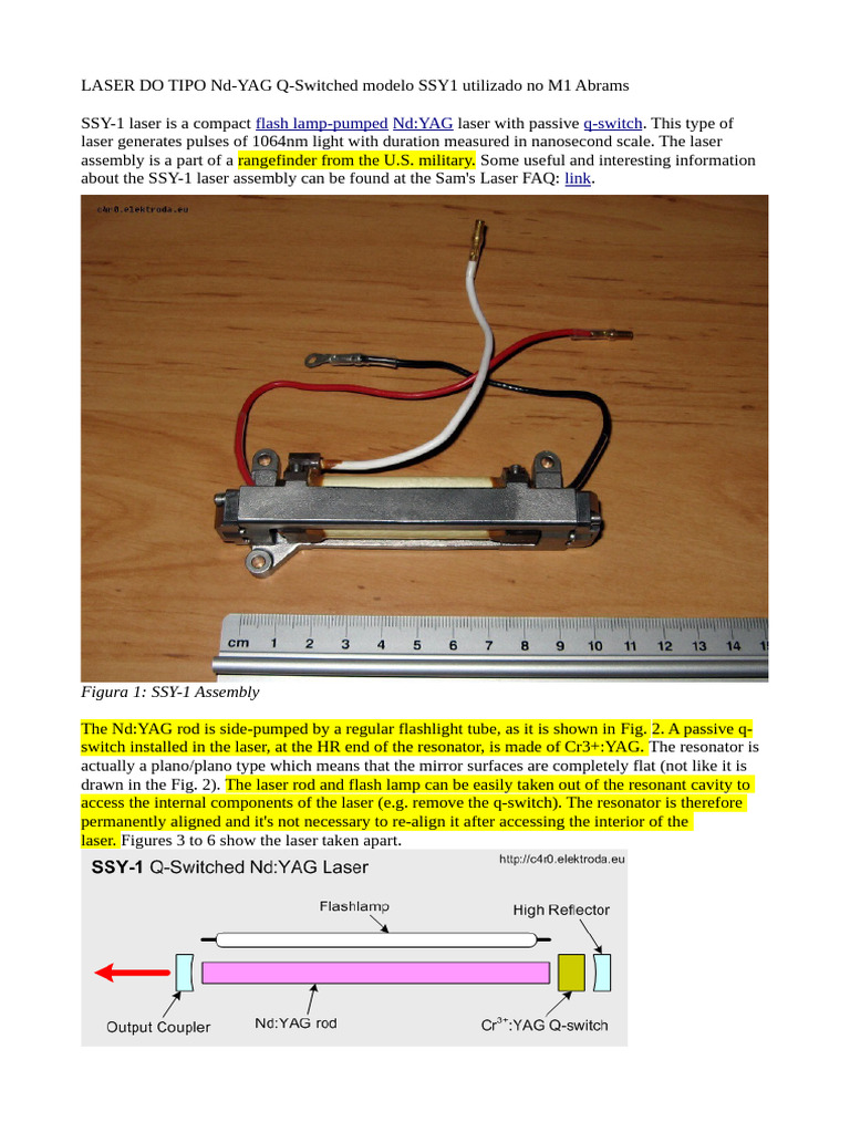 Nd-YAG SSY-1 Laser Rangefinder | PDF | Laser | Electromagnetism