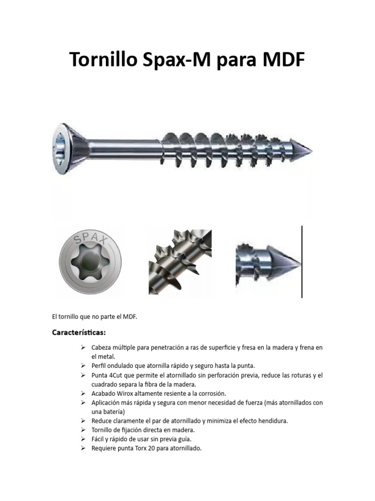 Tornillos Spax-M | PDF