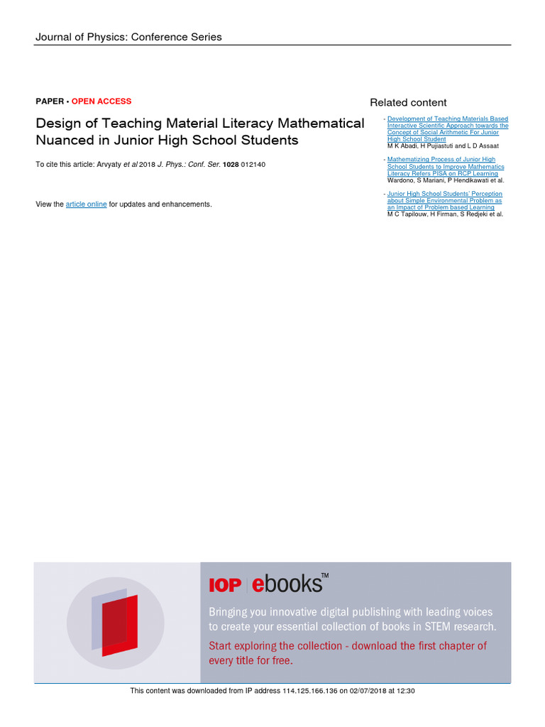 IOP Conf. Series Journal of Physics Conf. Series | PDF | Mathematics ...