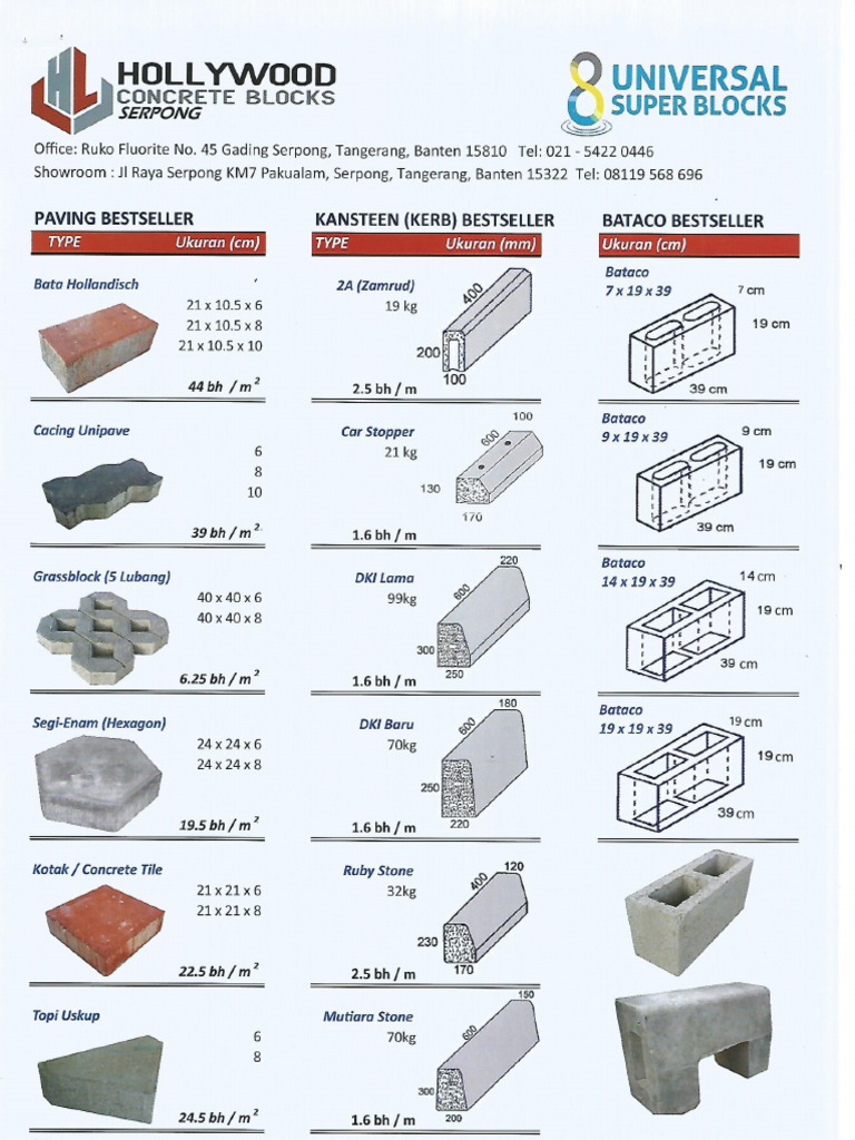 Brosur Paving, Kansteen, Batako | PDF