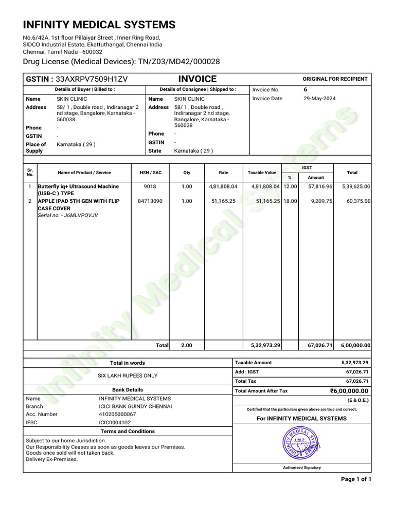 Invoice_6-SKIN-CLINIC-09-11-28 | Download Free PDF | Payments | Government Finances
