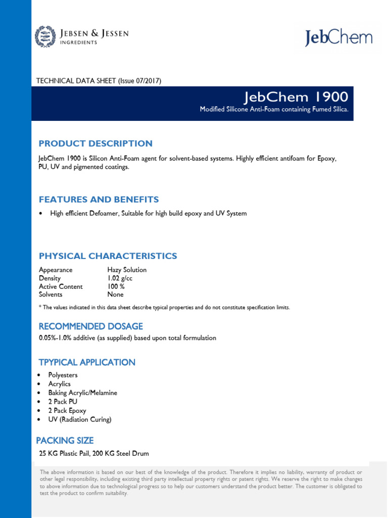 TDS - JebChem 1900 | PDF