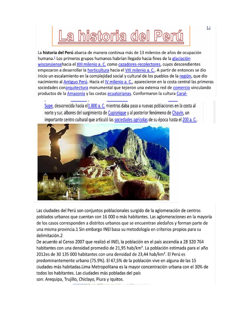 Lectura de La Historia Del Perú | PDF