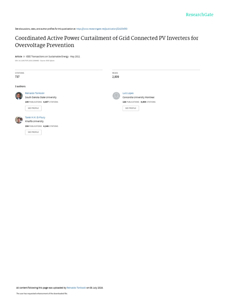 Coordinated Active Power Curtailment of Grid | PDF | Photovoltaics ...