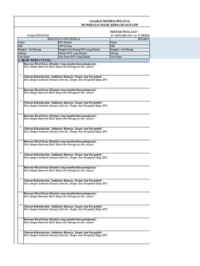 SKP Permenpan 6 - JPT JA JF Kualitatif Rev1 | PDF