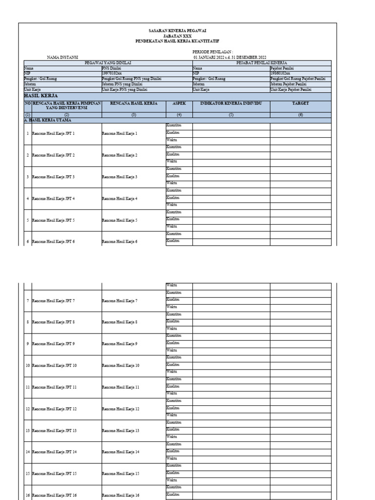 SKP Permenpan 6 - JA JF Kuantitatif Rev1 | PDF