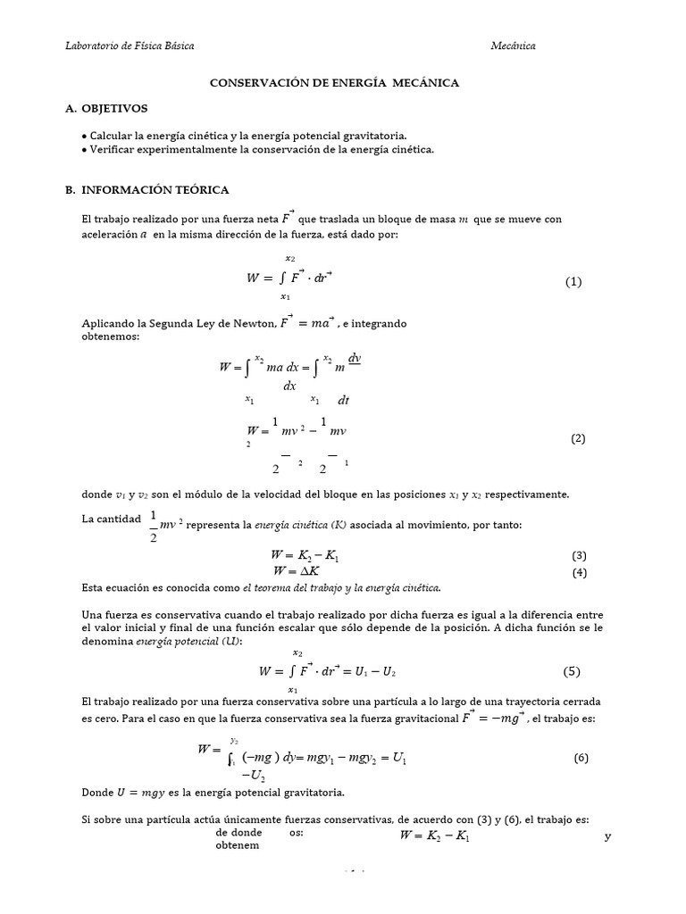LM-009 Conservacion de Energia Mecanica | PDF | Fuerza | Metrología