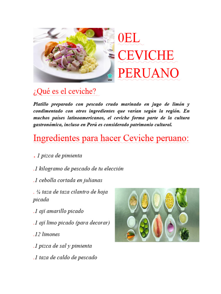 Receta del Ceviche Peruano | PDF | Cocina, comidas y vino | Salud y ...
