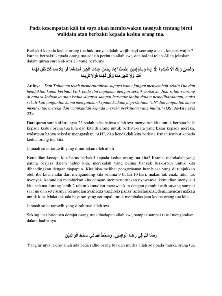 Pidato Ramadhan Birrul Walidain | PDF | Agama & Spiritualitas
