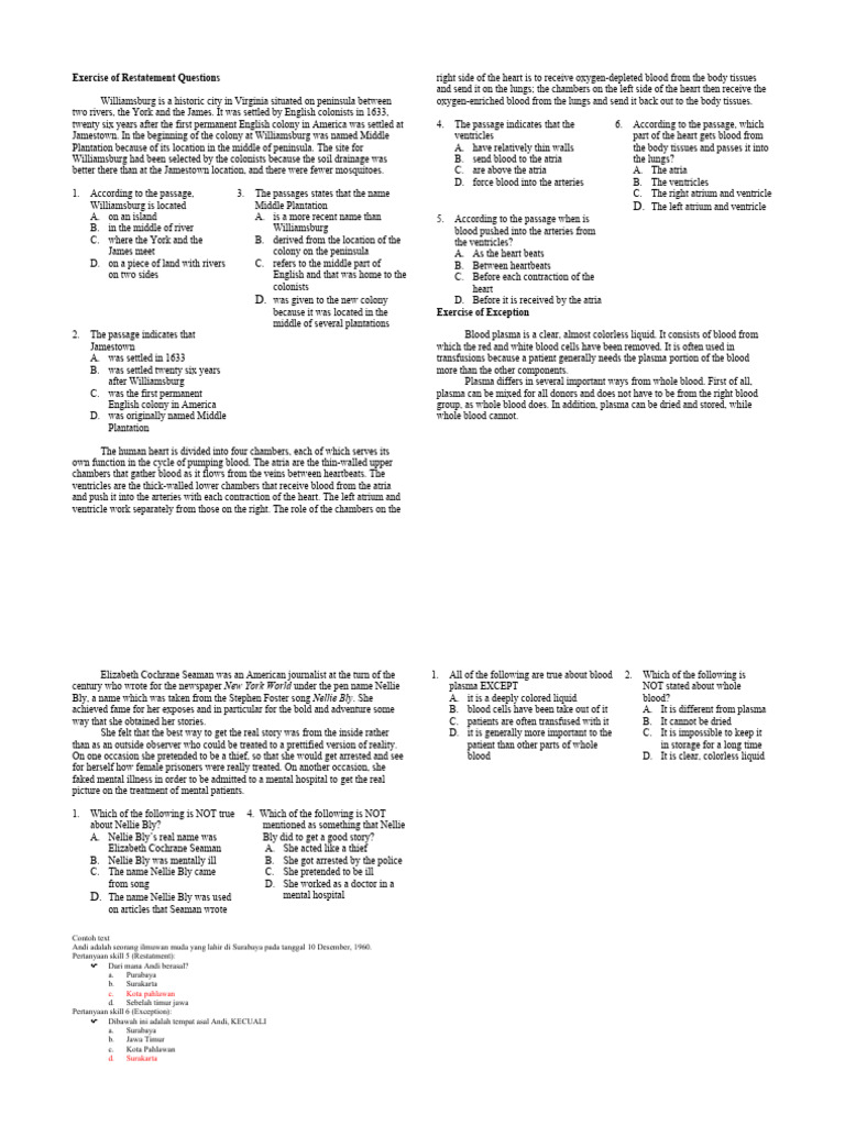 Restatement Questions & Exception | PDF | Atrium (Heart) | Heart