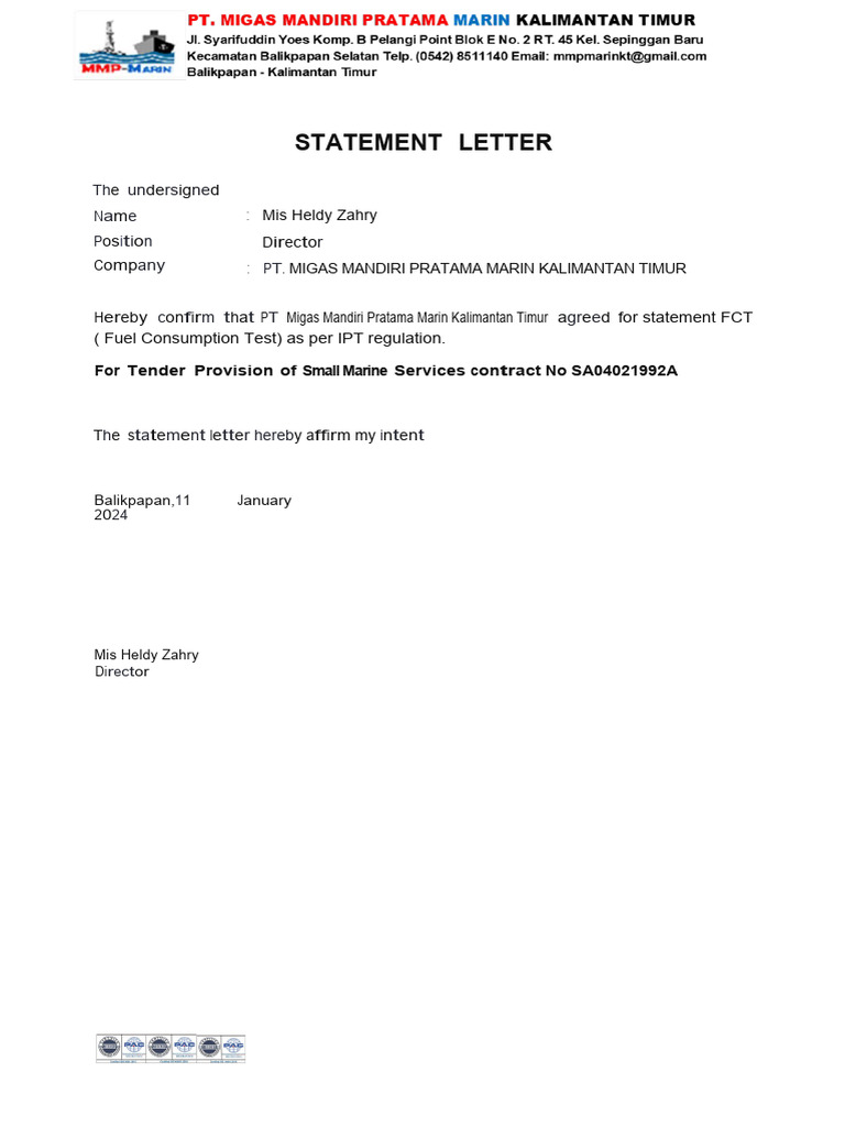 Statement Letter FCT | PDF | Business | Finance & Money Management