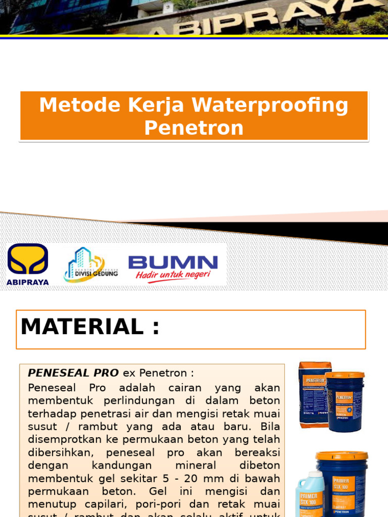 Metode Kerja Waterproofing Penetron | PDF