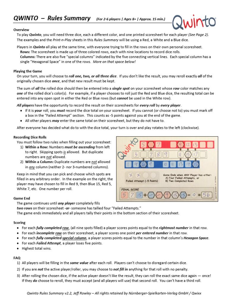 Qwinto PNP English v2.2 | PDF | Dice