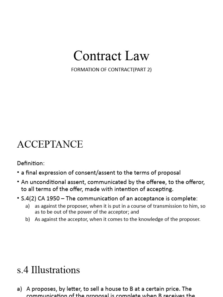 Formation of Contract Part 2 | PDF | Offer And Acceptance | Common Law