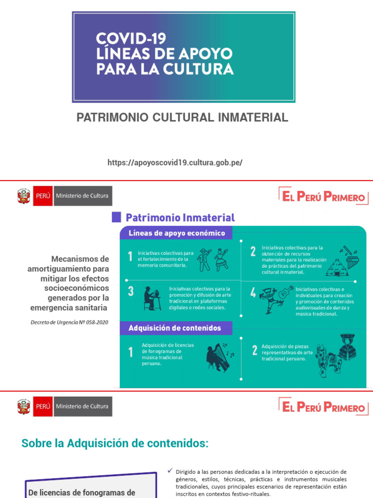Resumen de Las 4 Líneas de Apoyo Para El Patrimonio Cultural Inmaterall | PDF | Bienes (Ley ...
