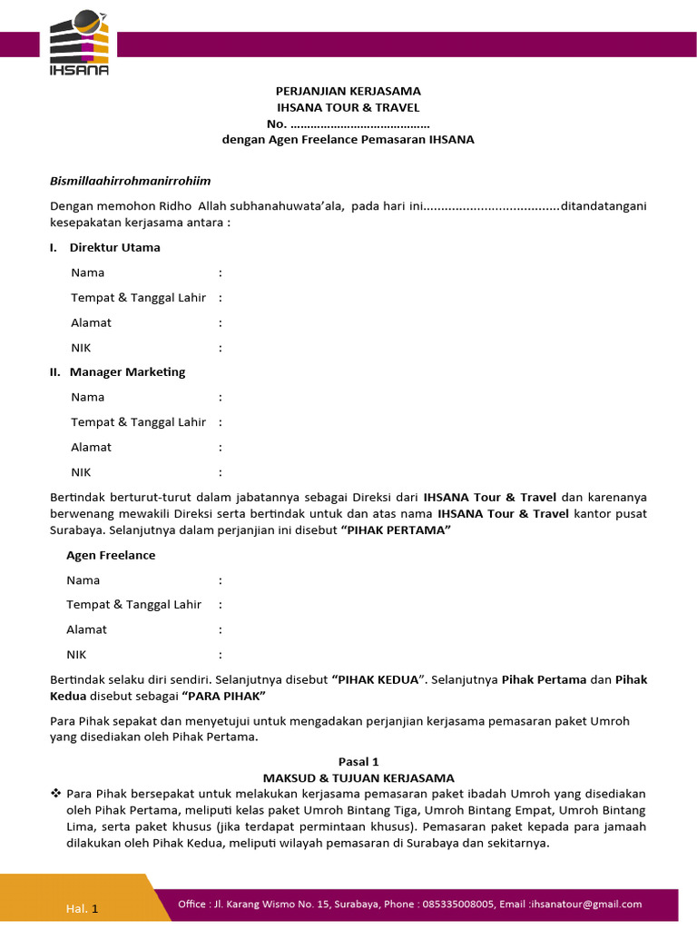 Contoh MOU Agen Freelance | PDF