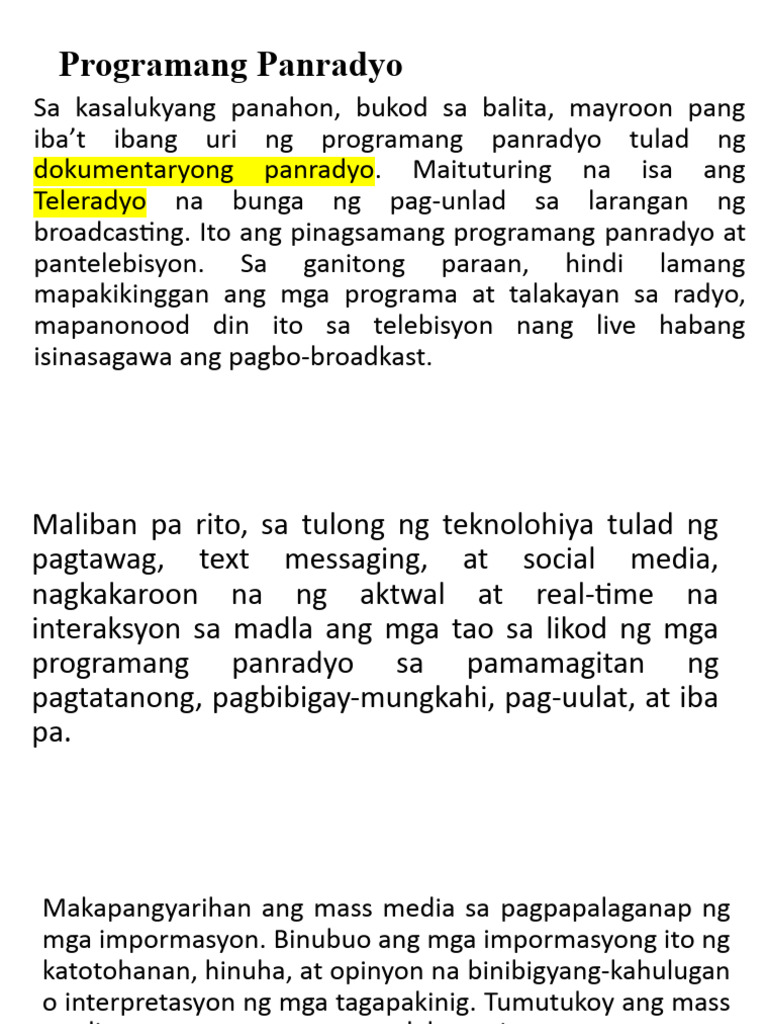 Programang Panradyo | PDF