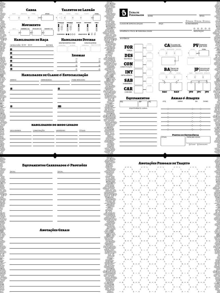 OD2 Ficha Livreto - Editavel | PDF | Gameplay de videogame