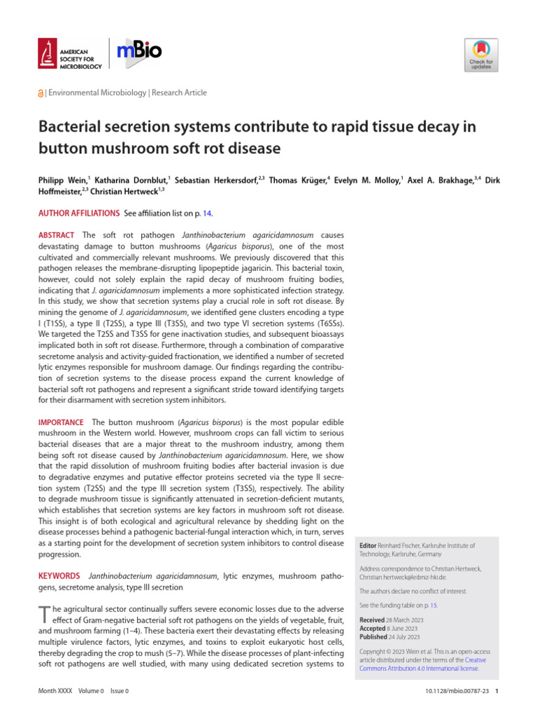Bacterial Secretion Systems Contribute To Rapid Ti | PDF | Secretion ...