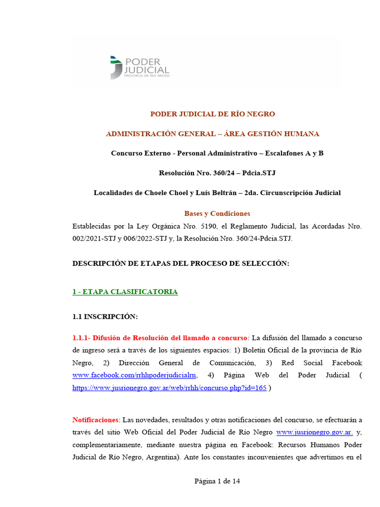 Bases y Condiciones Justicia | Descargar gratis PDF | Documento de identidad | Judicaturas