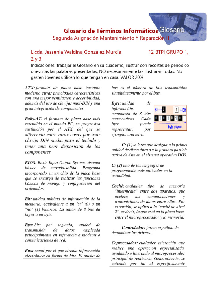 Glosario de Términos Informáticos | PDF | Memoria de acceso aleatorio ...