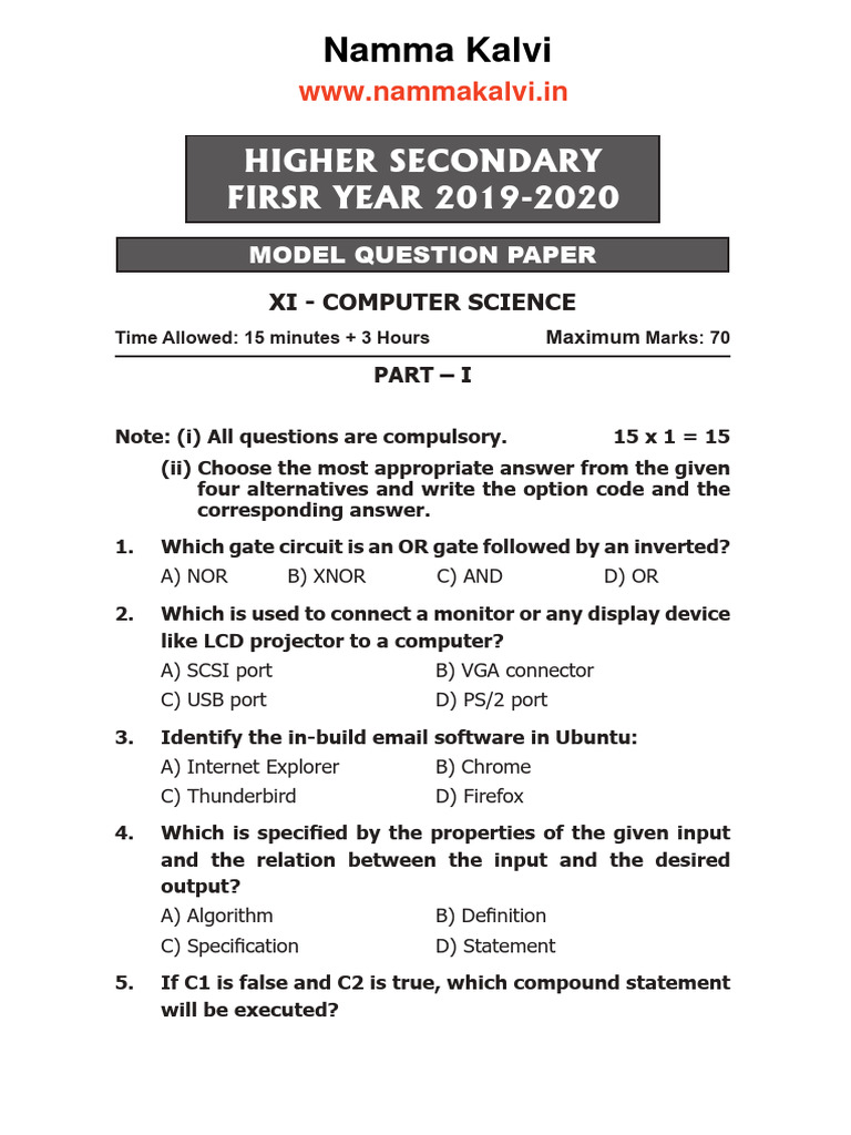 Namma Kalvi 11th Computer Science Model Question Papers em 2020 217210 ... Namma Kalvi 11th Computer Science Model Question Papers em 2020 217210 ...