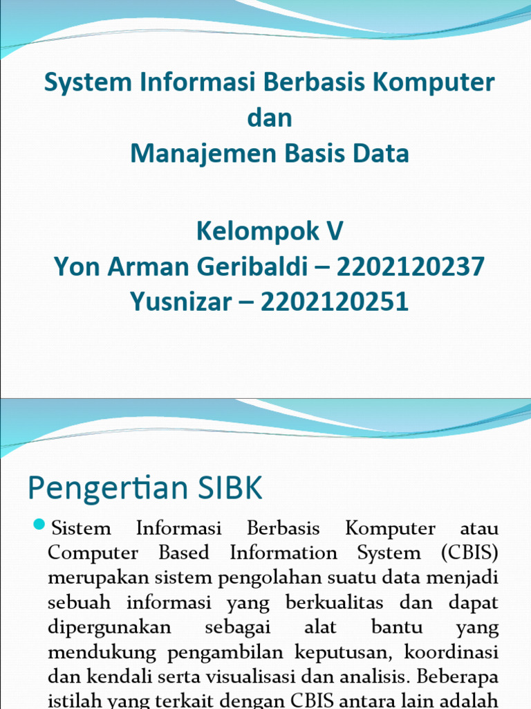 Kelompok 5 Sistem Informasi Berbasis Komputer Dan Manajemen Basis Data ...