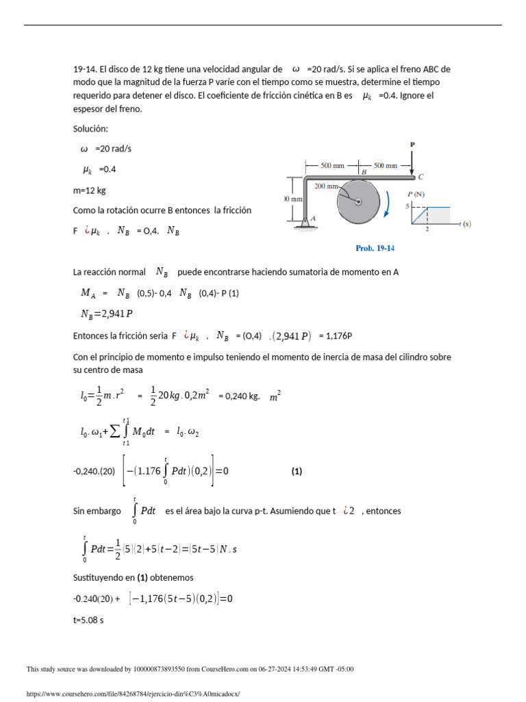 Ejercicio Din Mica | PDF